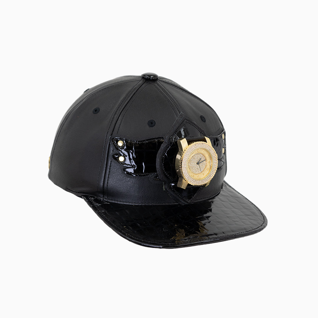 Breyers Leather Pattern Buck 50 Hat - Black