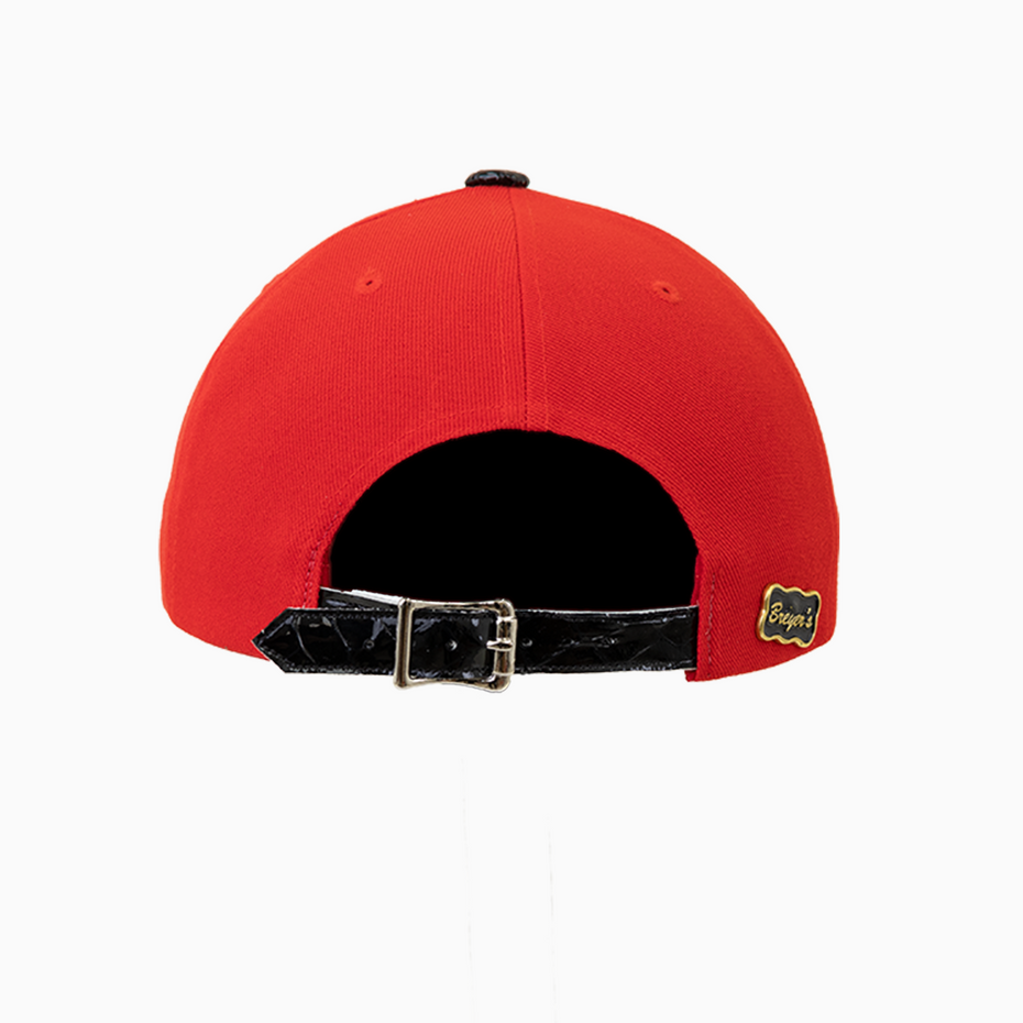 Breyer's Buck 50 Woolmark Edition Red White Combo Watch Hat with Leath ...