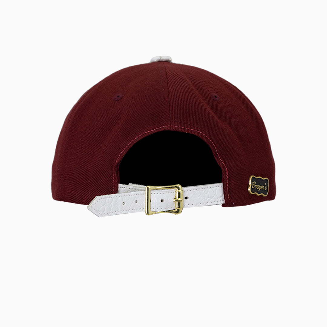 Breyer's Buck 50 Woolmark Edition Red White Combo Watch Hat with Leath – Breyers